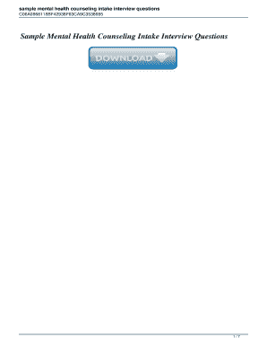 Fillable Online Sample Mental Health Counseling Intake Interview ...