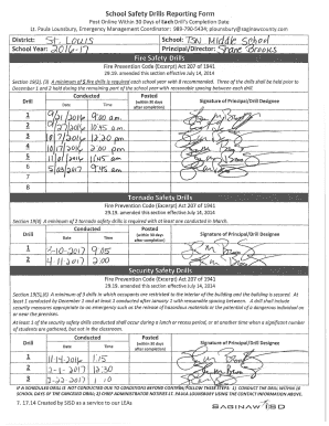 Fillable Online School Safety Drills Reporting Form - St. Louis Public ...