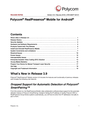 Fillable Online Polycom RealPresence Mobile for Android Release Notes 3 ...