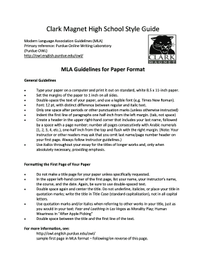 Fillable Online MLA Guidelines for Paper Format.doc Fax Email Print ...