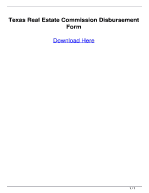 Fillable Online Texas Real Estate Commission Disbursement Form. Texas ...