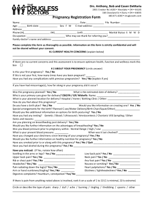 Fillable Online Pregnancy Registration Form.doc Fax Email Print - pdfFiller
