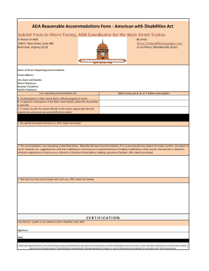 Fillable Online ADA Reasonable Accommodations Form - American with ...