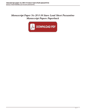 Fillable Online Manuscript Paper No 28 8 10 Stave Lead Sheet Passantino ...