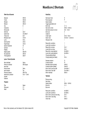 Fillable Online MuseScore 2 Shortcuts Fax Email Print - pdfFiller