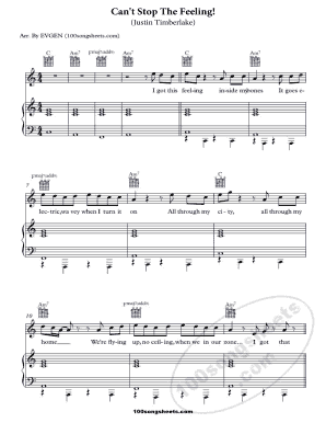Can't Stop The Feeling Sheet Music Pdf - Fill Online, Printable ...