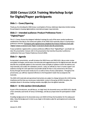 Fillable Online www2 census 2020 Census LUCA Training Script for ...