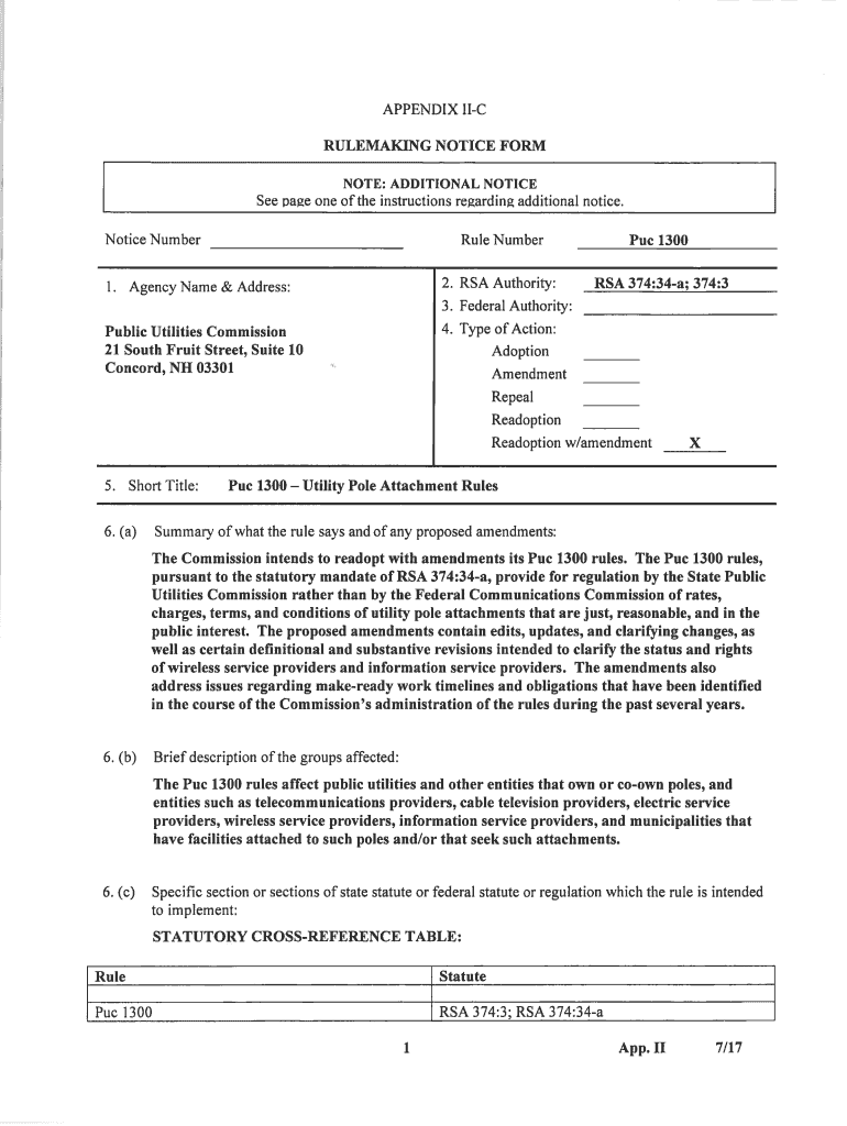Fillable Online APPENDIX 11-C RULEMAKING NOTICE FORM See page one of ...