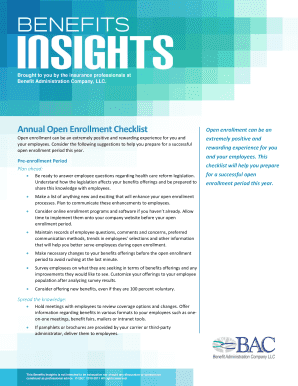Fillable Online Annual Open Enrollment Checklist Fax Email Print ...