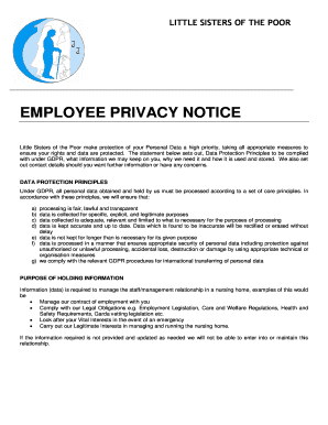 Fillable Online employee privacy notice - Little Sisters of the Poor ...