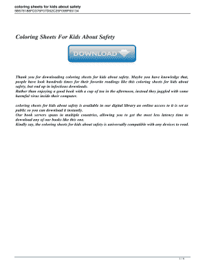 Fillable Online Coloring Sheets For Kids About Safety. Coloring Sheets ...