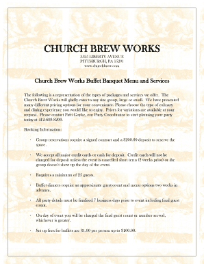 Church Brew Works Menu - Fill Online, Printable, Fillable, Blank ...