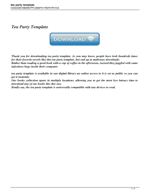 Fillable Online Tea Party Template. Tea Party Template Fax Email Print ...