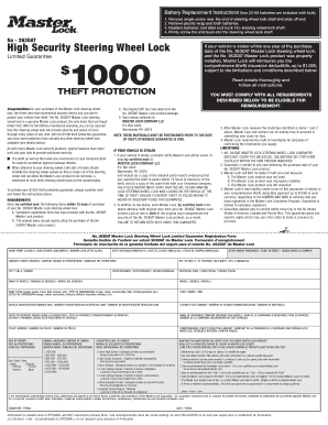 Fillable Online 263DAT High Security Steering Wheel Lock Anti-Theft ...