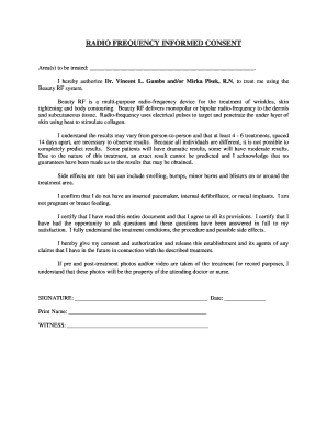 Fillable Online RADIO FREQUENCY INFORMED CONSENT Fax Email Print ...