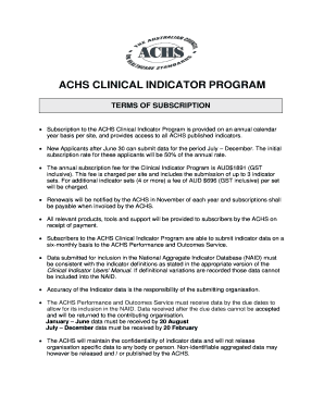 Fillable Online ACHS CLINICAL INDICATOR PROGRAM Fax Email Print - pdfFiller