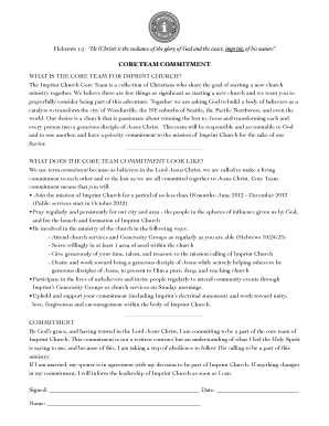 Fillable Online Core Team Commitment Fax Email Print - pdfFiller