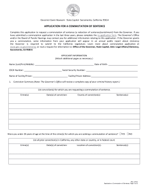 Fillable Online application for a commutation of sentence - California ...