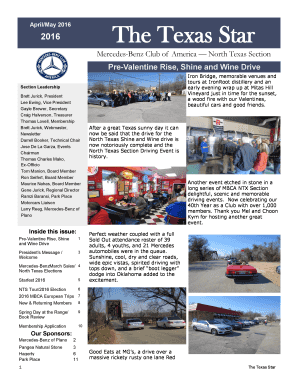 Fillable Online ntx mbca April/May 2016 2016 The Texas Star - North ...
