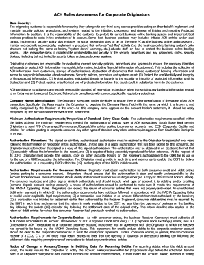 Fillable Online ACH Rules Awareness for Corporate Originators Fax Email ...