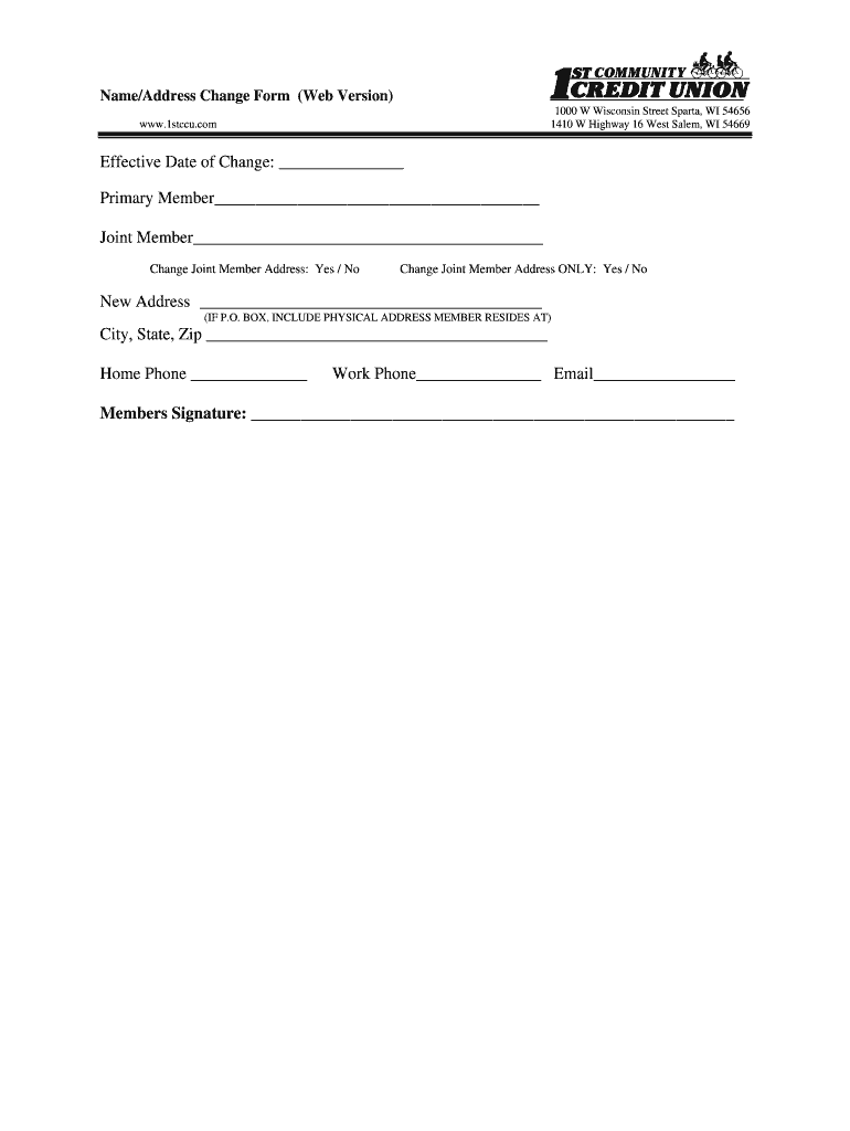 Fillable Online Address Change Form. Printable form to request change ...