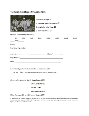 Fillable Online The Purple Heart Support Programs Form Fax Email Print ...