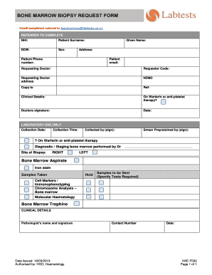 Fillable Online Bone Marrow Biopsy Request Form - Labtests NZ Fax Email ...