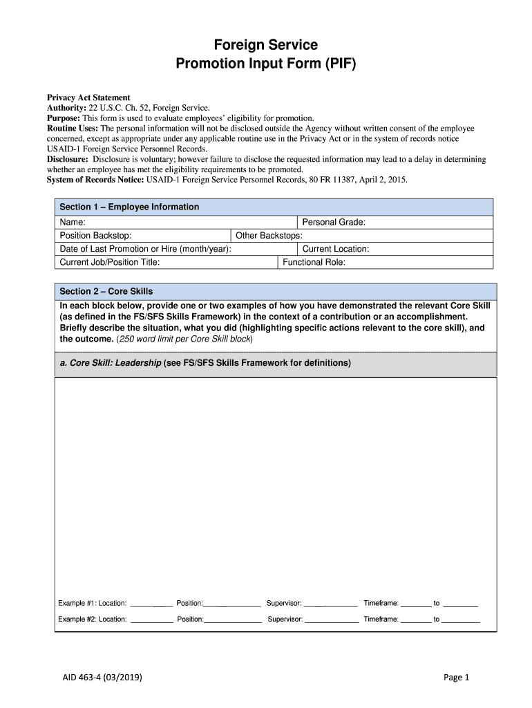 Fillable Online Promotion Input Form (PIF) Fax Email Print - pdfFiller