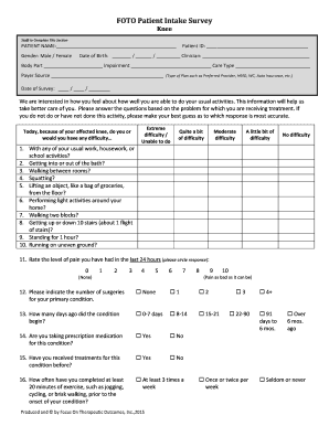 FOTO Patient Intake Survey Knee - Ptcos.com - Fill and Sign Printable ...
