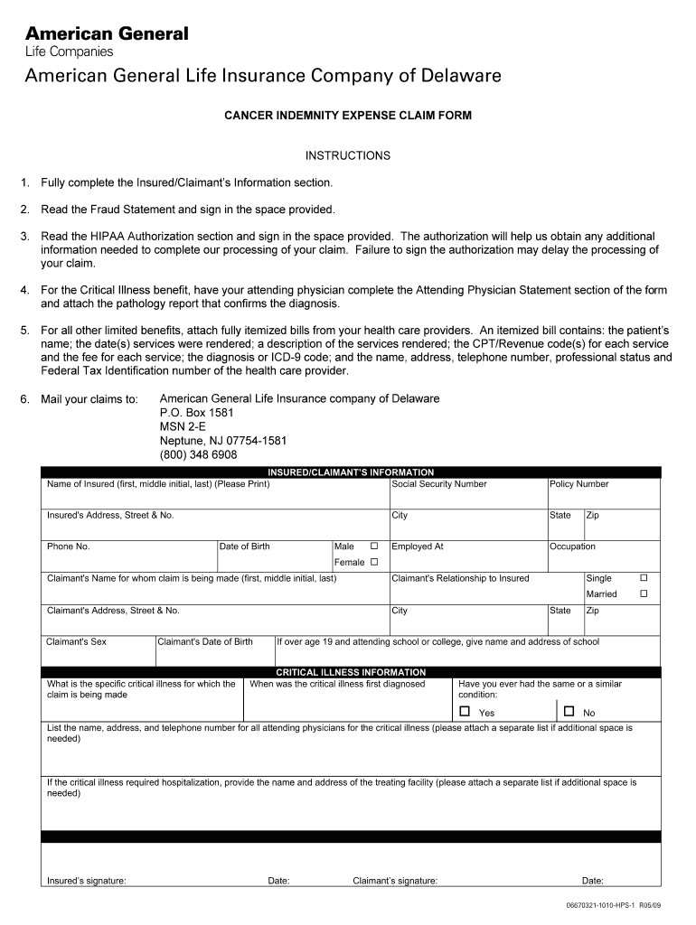 Fillable Online Statement of Claim for Cancer, Hospital, Surgical and ...