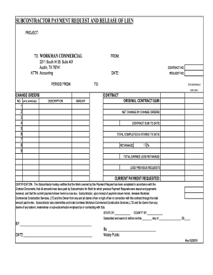 Fillable Online SUBCONTRACTOR PAYMENT REQUEST AND RELEASE OF LIEN Fax ...