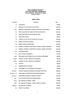 Fillable Online COUNTYWIDE BAIL SCHEDULE PC 1269b(c) Fax Email Print ...