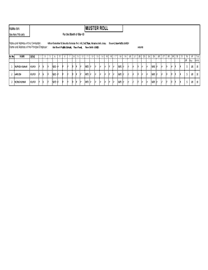 Fillable Online FORM -XVI MUSTER ROLL (See Rule 77(I) (a)(i)) For the ...