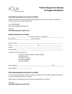 Fillable Online Complete this document and send to Solis Mammography by ...