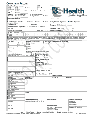Fillable Online OUTPATIENT RECORD Fax Email Print - pdfFiller