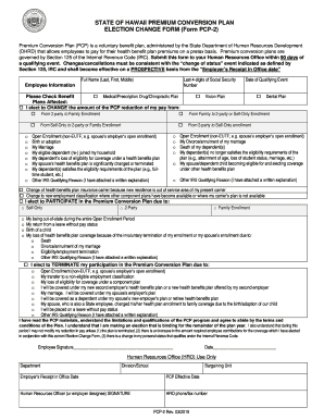 Fillable Online eutf hawaii STATE OF HAWAII PREMIUM CONVERSION PLAN ...