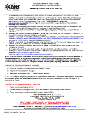 Fillable Online FIREFIGHTER RECIPROCITY PACKET Fax Email Print - pdfFiller