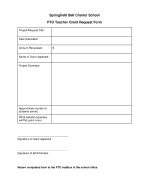 Fillable Online PTO Teacher Grant Request Form - Springfield Public Fax ...