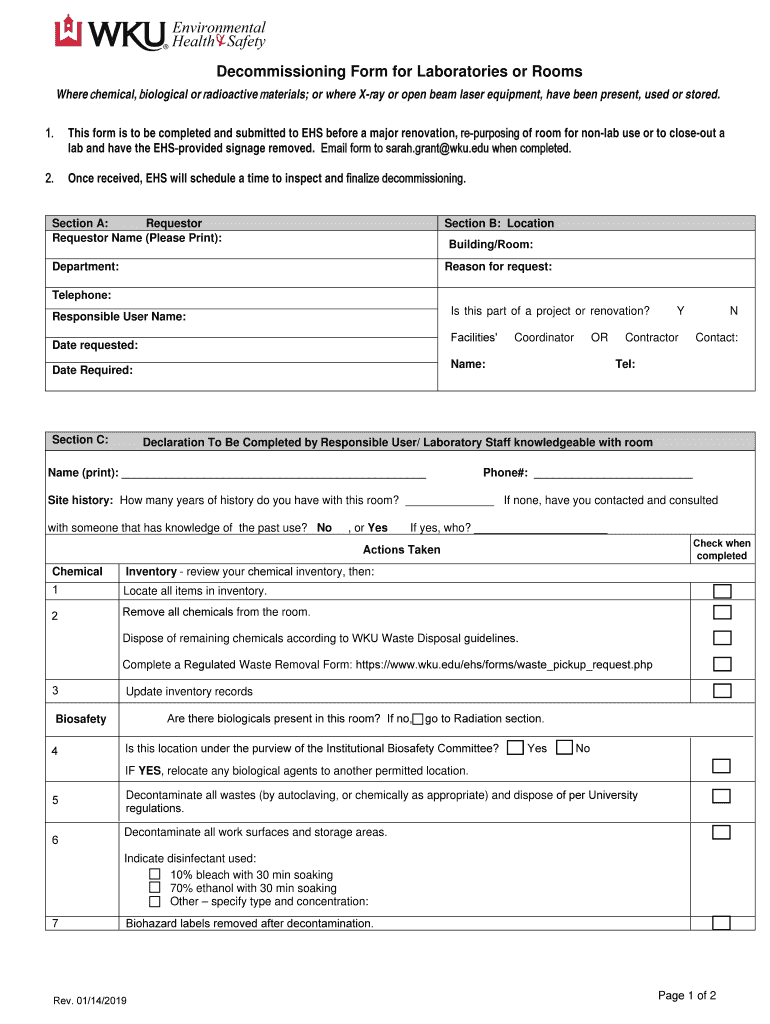 Fillable Online Decommissioning Form for Laboratories or Rooms - wku ...