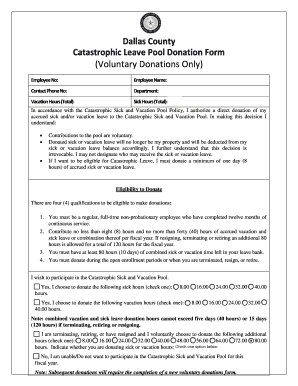 Fillable Online Catastrophic Leave Pool Donation Form Fax Email Print - pdfFiller
