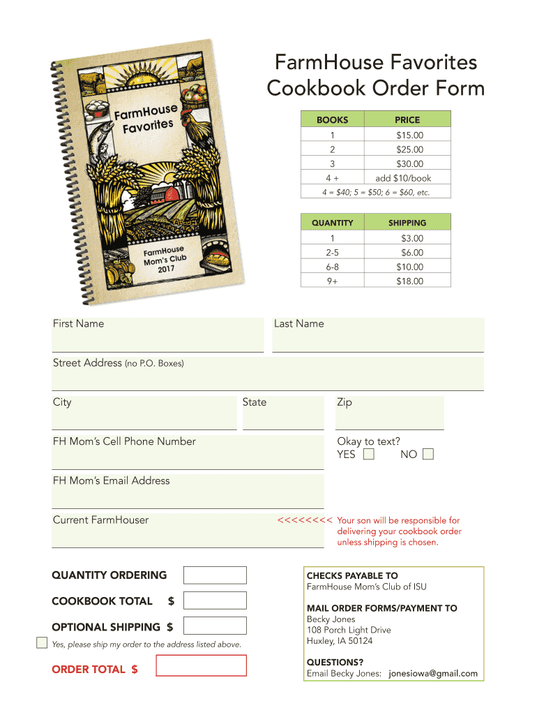 Fillable Online FarmHouse Favorites Cookbook Order Form - Amazon Web ...