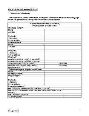 Fillable Online PRODUCTION SITE DETAILS - www.eaml2.org.uk Fax Email ...