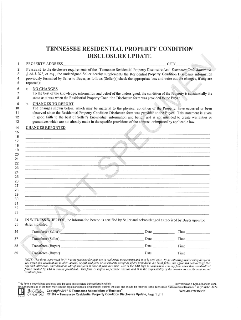 Fillable Online Tennessee residential Property Disclosure Law: 8 Things ...