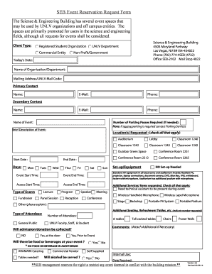 Fillable Online SEB Event Reservation Request Form Fax Email Print ...