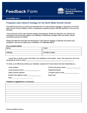 Fillable Online Feedback Form - Proposed road network strategy for the ...