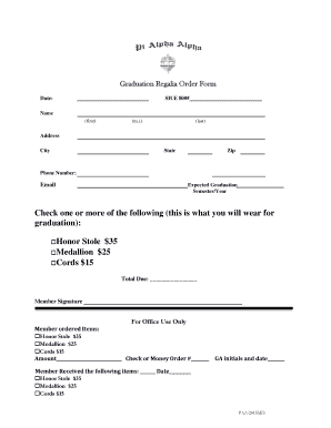 Fillable Online Graduation Regalia Order Form - SIUE Fax Email Print ...