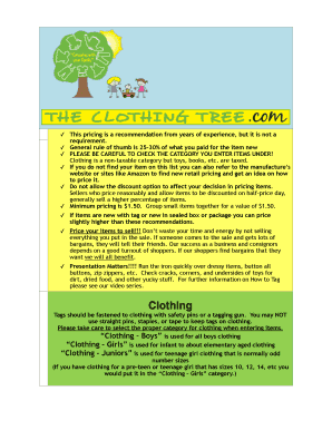 Fillable Online TCT Official Pricing Guide - The Clothing Tree Fax ...