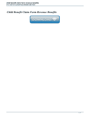 Fillable Online Child Benefit Claim Form Revenue Benefits. Child ...