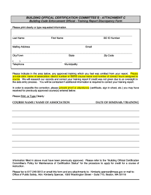 Fillable Online Building Code Enforcement Official CertificationMass.gov Fax Email Print - pdfFiller