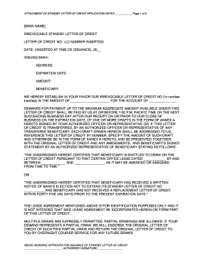 Fillable Online ATTACHMENT OF STANDBY LETTER OF CREDIT APPLICATION ...